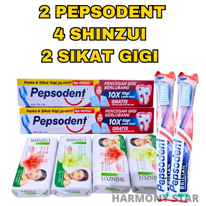 PAKET 2 PEPSODENT MERAH + 4 SABUN SHINZUI + 2 SIKAT GIGI - Shop | Tokopedia