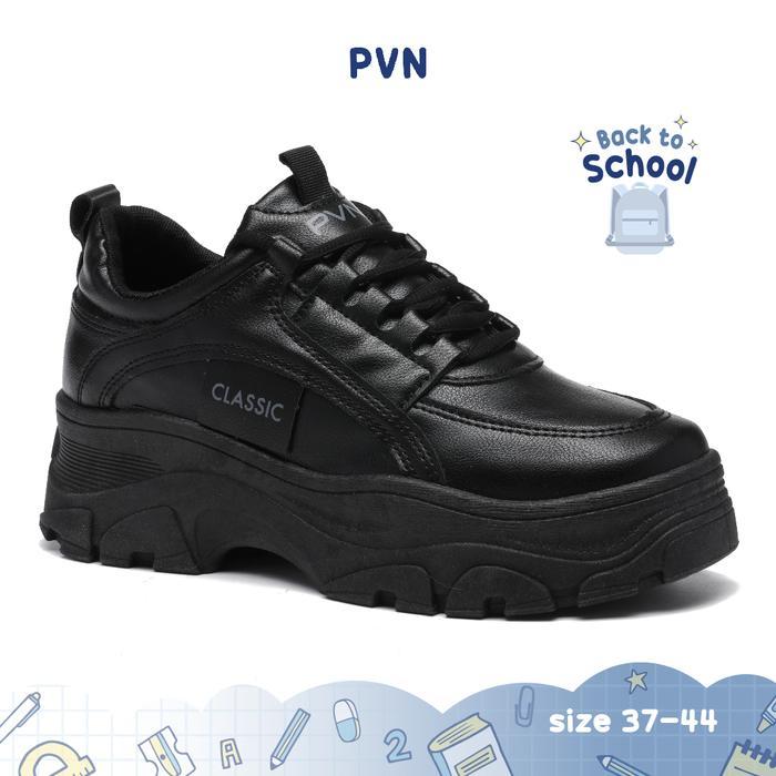 Jual PVN Yeri Back To School Sneakers Sepatu Sekolah Hitam Polos Wanita ...