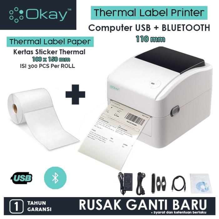 Promo PRINTER THERMAL BARCODE LABEL PENGIRIMAN STICKER A6 110mm OKAY ...