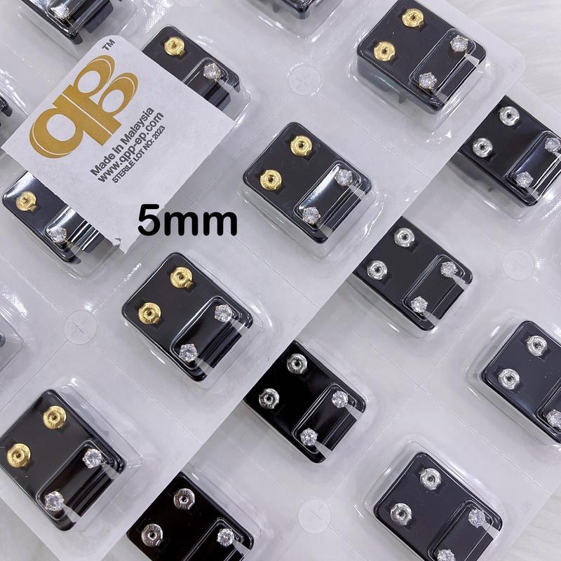 Ready stock | Qpp ear piercing earrings 5mm / subang tindik emas ...