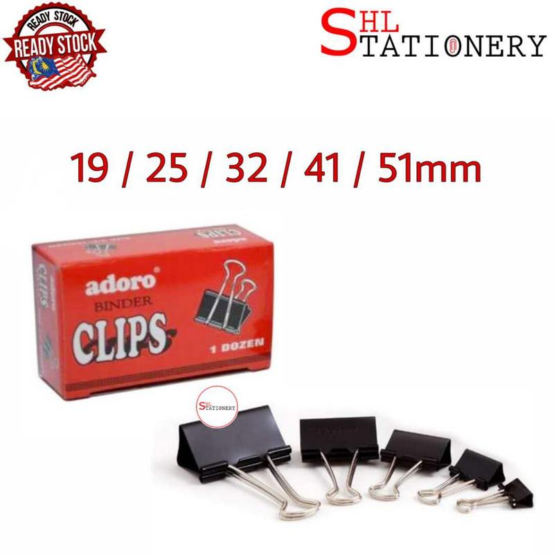 ADORO Strong Metal Binder Clips 1Box 12pcs (19mm / 25mm / 32mm - TikTok ...