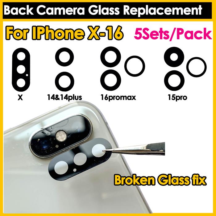 Jual 5Sets New Back Camera Glass Replacement for iPhone 16 15 14 13 12 ...