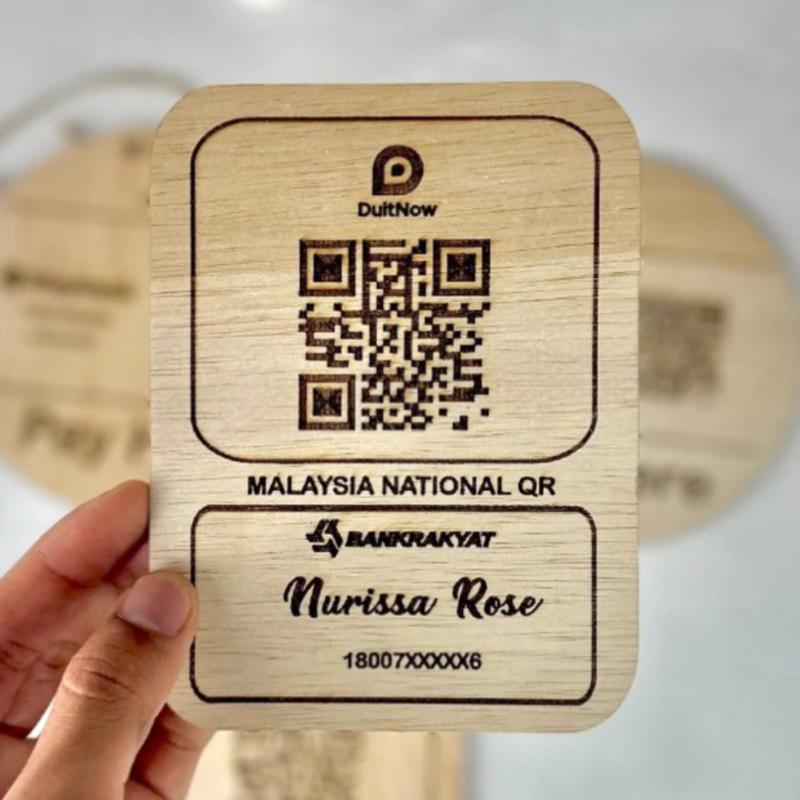 Custom Engraved Wooden QR Code Sign with Stand E-Wallets - TikTok Shop ...