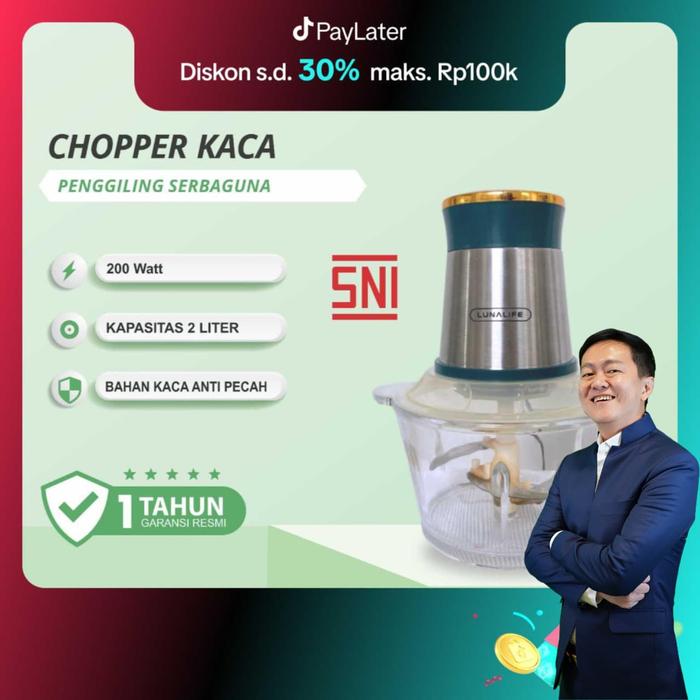 Promo [King Kevin Approved] LUNALIFE Food Chopper FP02B Chopper Kaca 2L ...