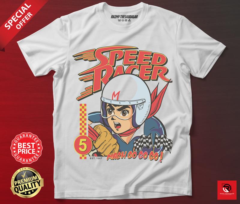BAJU VINTAGE SPEED RACER T-SHIRT LENGAN PENDEK ROUNDNECK COTTON ...