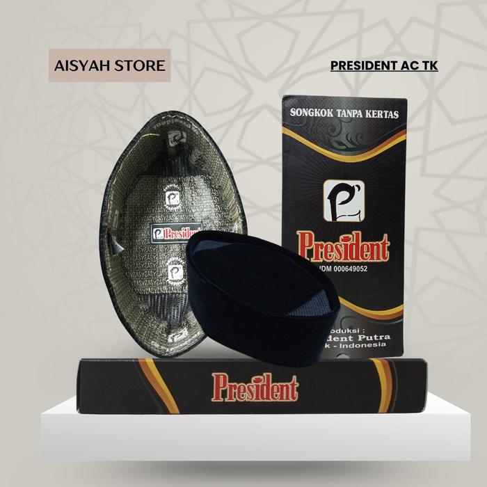 Promo Peci Hitam Songkok Hitam Tanpa Kertas Merk PRESIDENT Tinggi 9 ...