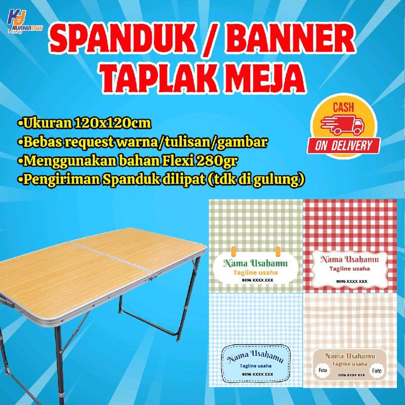 SPANDUK/BANNER TAPLAK MEJA VIRAL | MEJA LIPAT JUALAN | COD - Shop ...