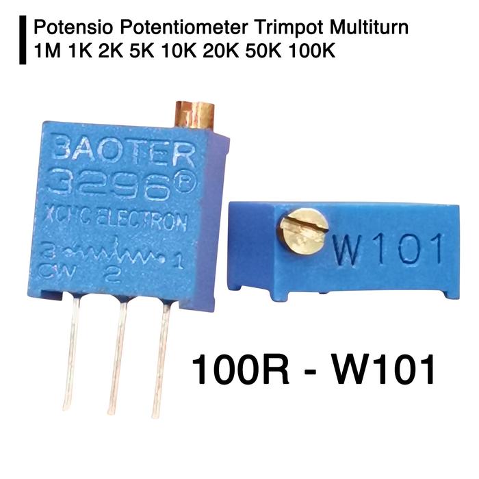 Jual 3296W 101 100R Ohm Multiturn Trimpot Trimmer Potensiometer ...