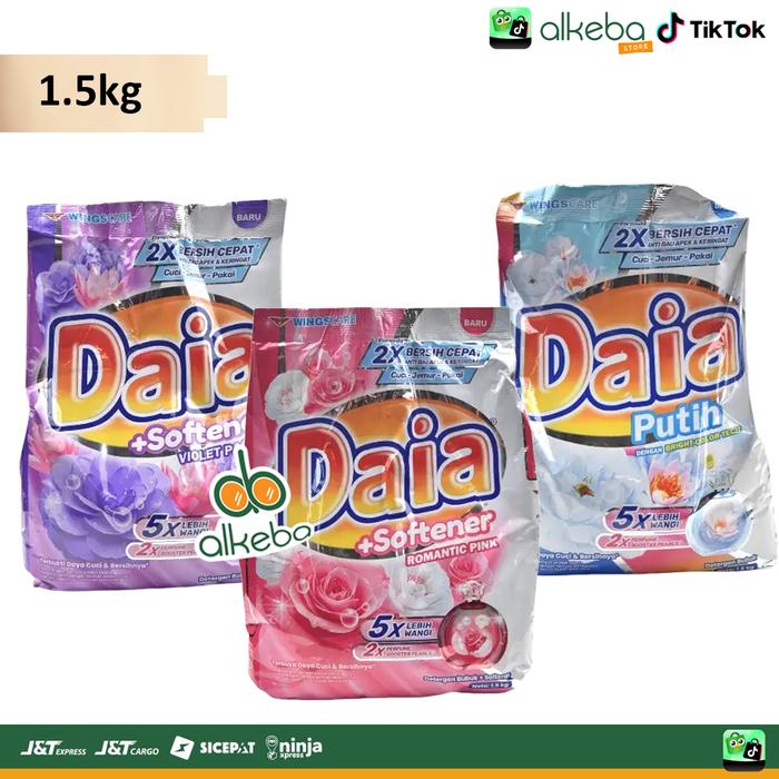 Jual Daia Detergent Bubuk + Softener Pink-Ungu 1.5kg untuk Menjaga ...