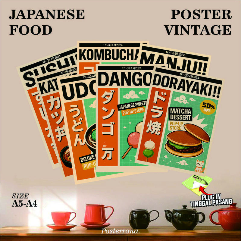 Poster Vintage Makanan Japanese Food Drink Series - Shop | Tokopedia