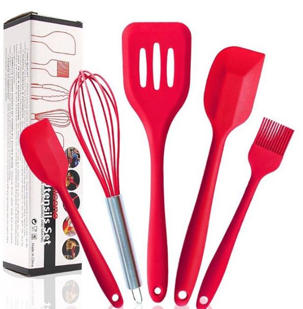 5Pcs Silicone Spatula (ASSORTED COLOR) - Non-toxic Flexible Baking ...