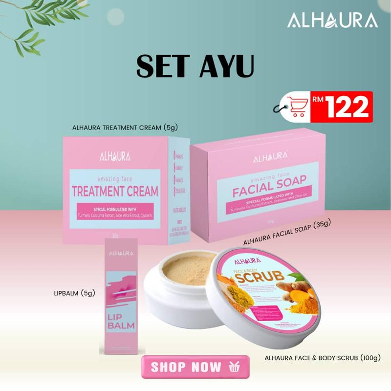SET AYU ALHAURA (Krim Muka 5g/Sabun Muka/Skrub/Lipbalm) - TikTok Shop ...