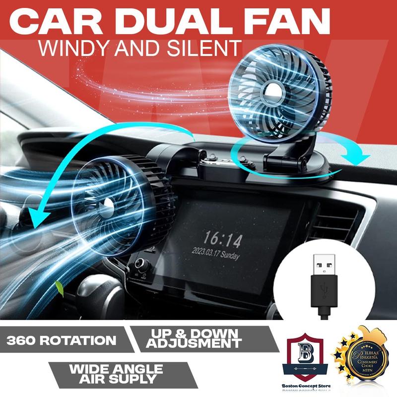 BOSTON F410 Car Dual Fan Folding Fan Car 360 Degree Rotatabl - TikTok ...