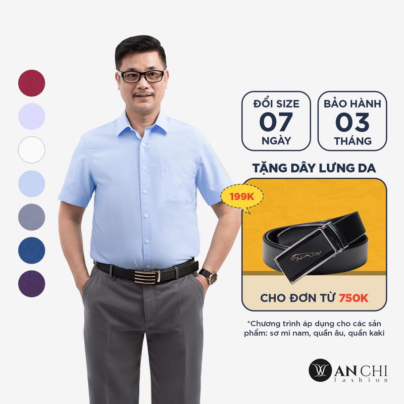 Áo sơ mi trung niên nam ANCHI classic trơn form suông rộng rãi - TikTok Shop Vietnam