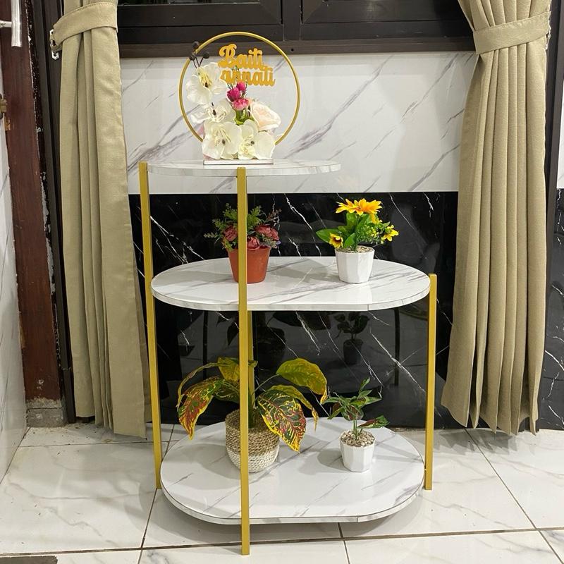 Meja Sudut Minimals Tingkat-3 oval/ Meja Sudut Ruangan Minimalis - Shop ...