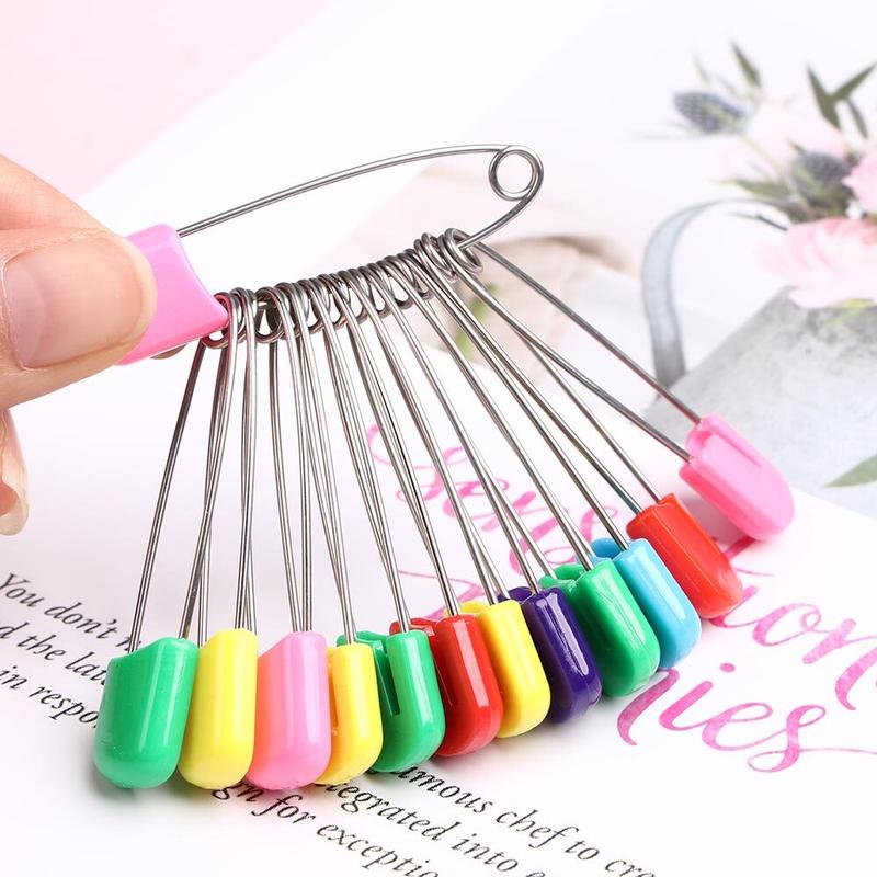 50 Pcs/Set Multi-color Safety pins Kids Cloth Nappy Locking pins for ...