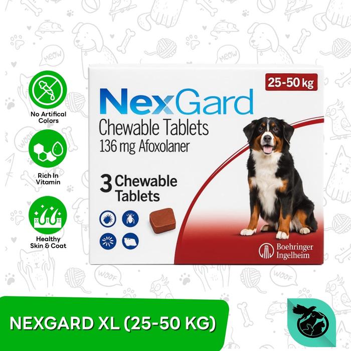 Jual Obat Kutu Tungau Demodex Anjing NexGard Tablet - XL(25-50) - Kab ...