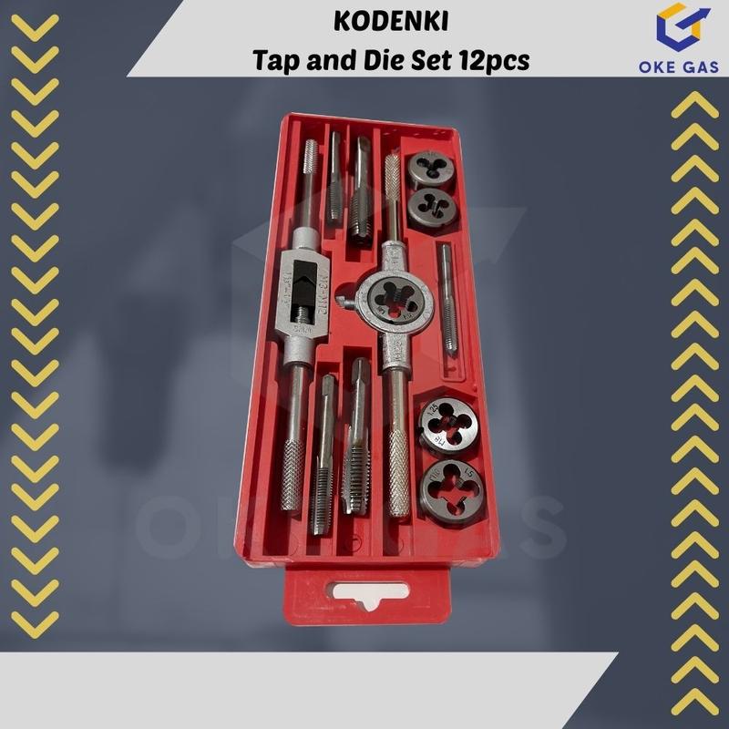 KODENKI TND201 Hand Tap Die Set 12 Pcs Alat Senai Snai Baut Mur Drat ...