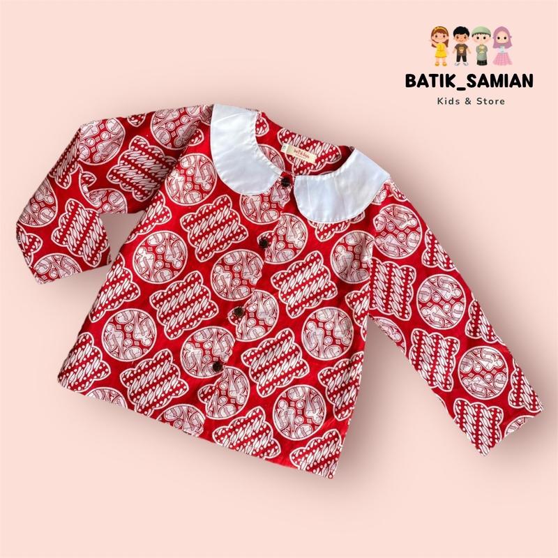 ATASAN BATIK ANAK LENGAN PANJANG HIBAJ MERAH PUTIH MOTIF KAWUNG - Shop ...