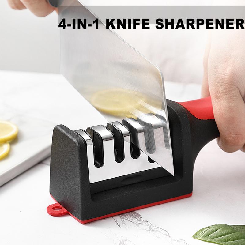 4 Section Knife Sharpener Anti Slip 304 Stainless Steel Ceramic ...