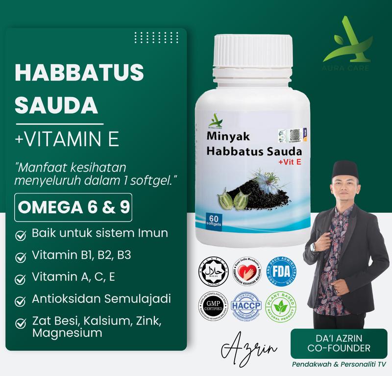 AURA CARE HABBATUS SAUDA + Vitamin E (60'S/Botol) - TikTok Shop Malaysia