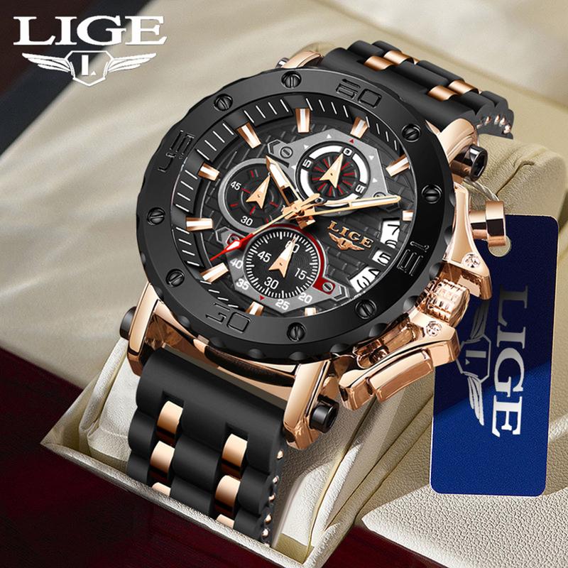 LIGE Original men's watch silicone strap waterproof alloy case - TikTok ...