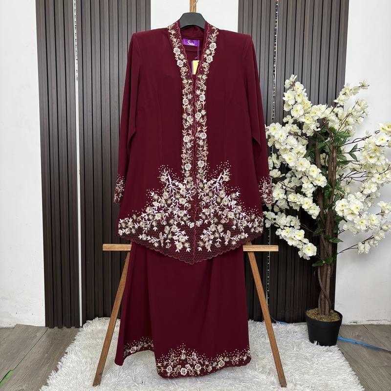 RAYA2025 KEBAYA CHE ANI BY KHAWLAA PLUS SIZE KEBAYA MAROON NAVY ...
