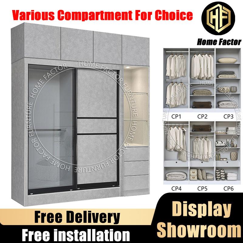 Sliding Door Wardrobe(FREE DELIVERY&INSTALL)Type D12 Glass Door Solid ...