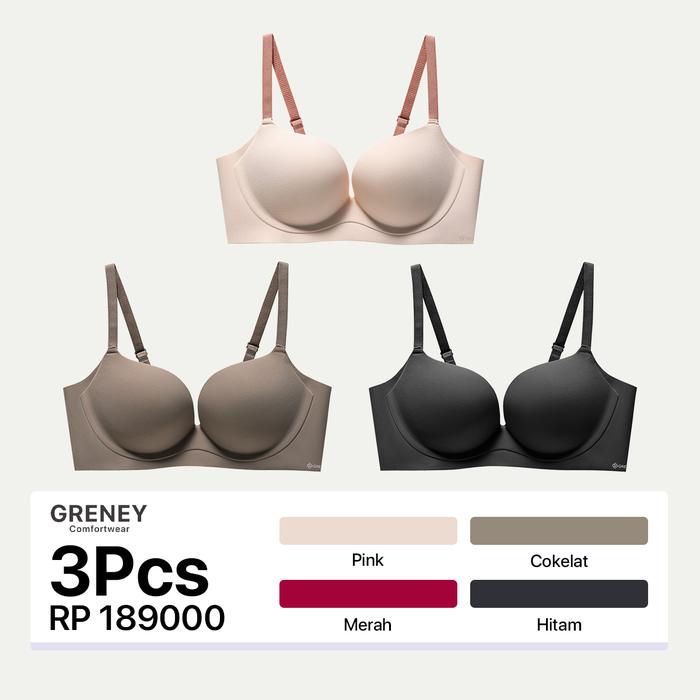 Promo [EXCLUSIVE] GRENEY-Gbras-(3PCS)Bra One Piece Warna Bh Wanita Beha ...