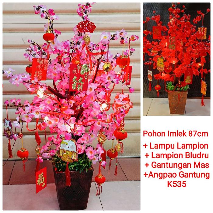 Jual Pohon imlek sincia meihua sakura angpao tinggi besar 87 cm paket ...