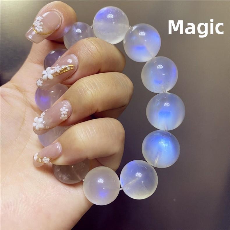 Collector's Grade Glass Blue Moonstone Bracelet Ice Type Transparent ...