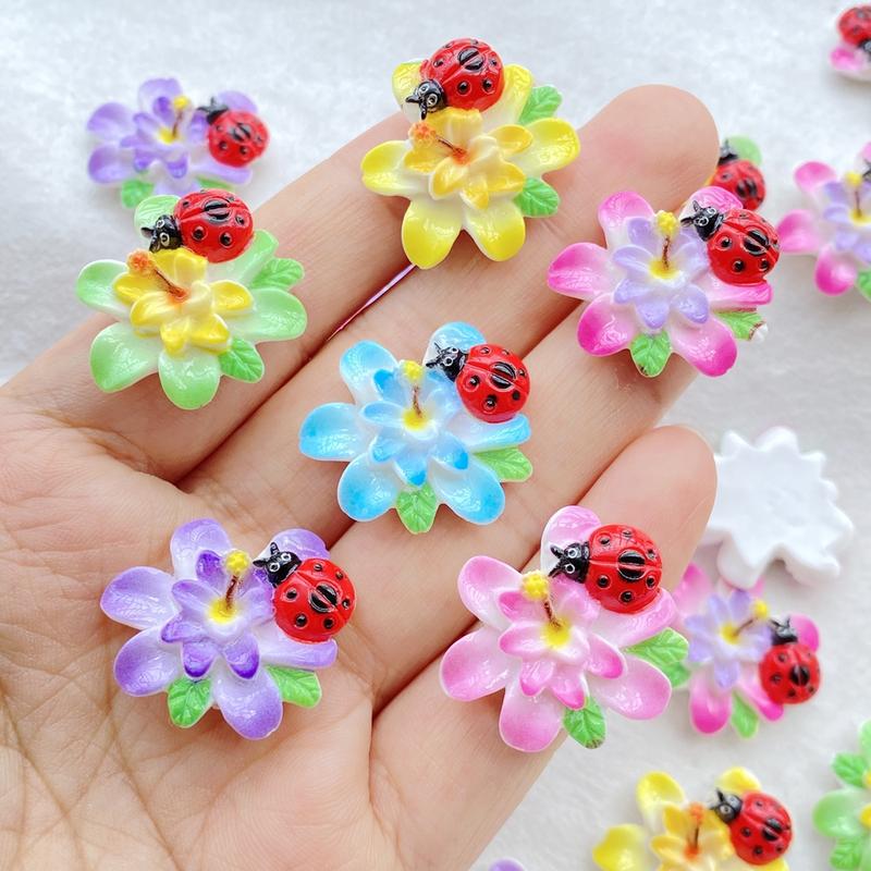 Pesona Resin, 10pcs, Haiwan Kartun Comel, Bunga Berwarna-warni ...