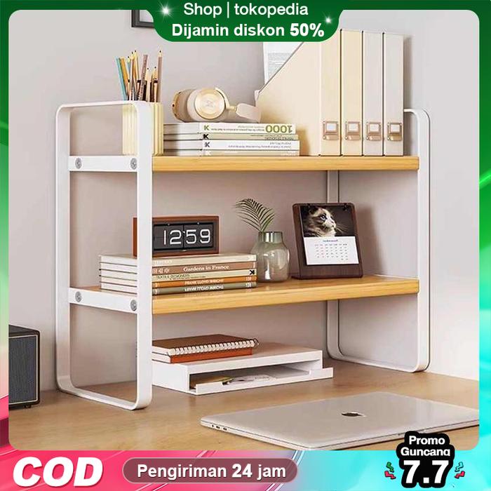 Promo [AK]Rak Buku Rak Meja Stationery Desktop Storage Rak Desktop Rak ...