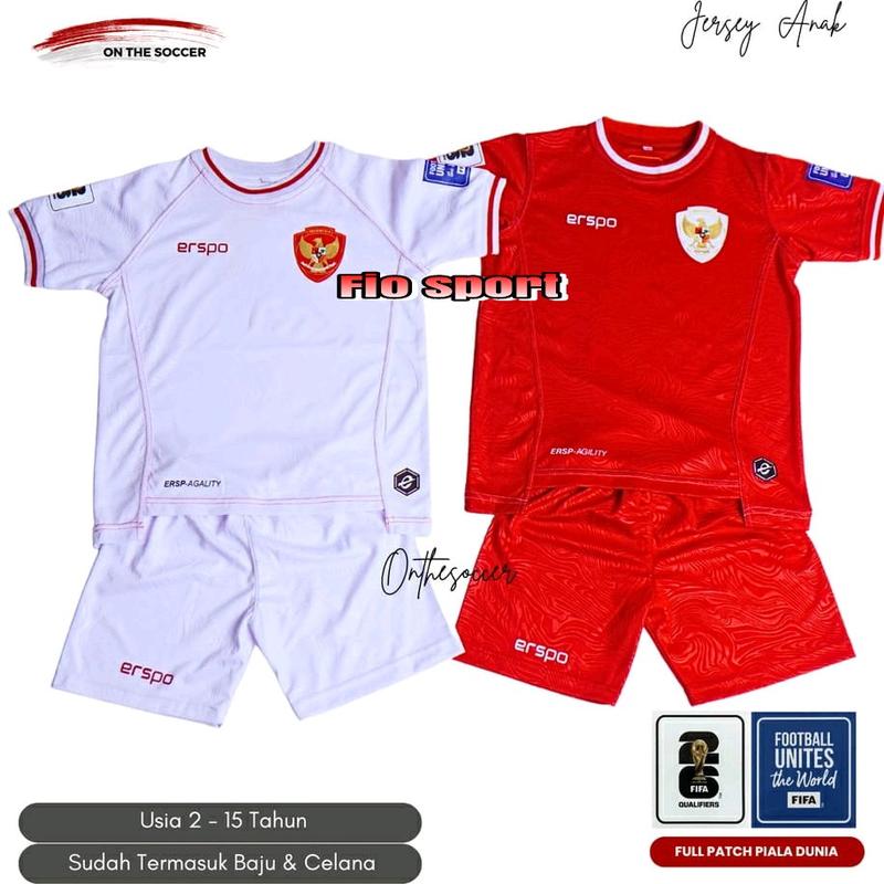 (free custom) Jersey Bola Timnas Indonesia Espro Anak-Anak usia 5-13 ...