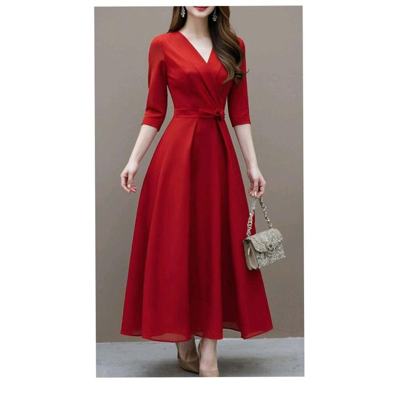Nirmala Midi Dress Pesta Korean Style-Dress Natal Mewah Terbaru-Dress ...
