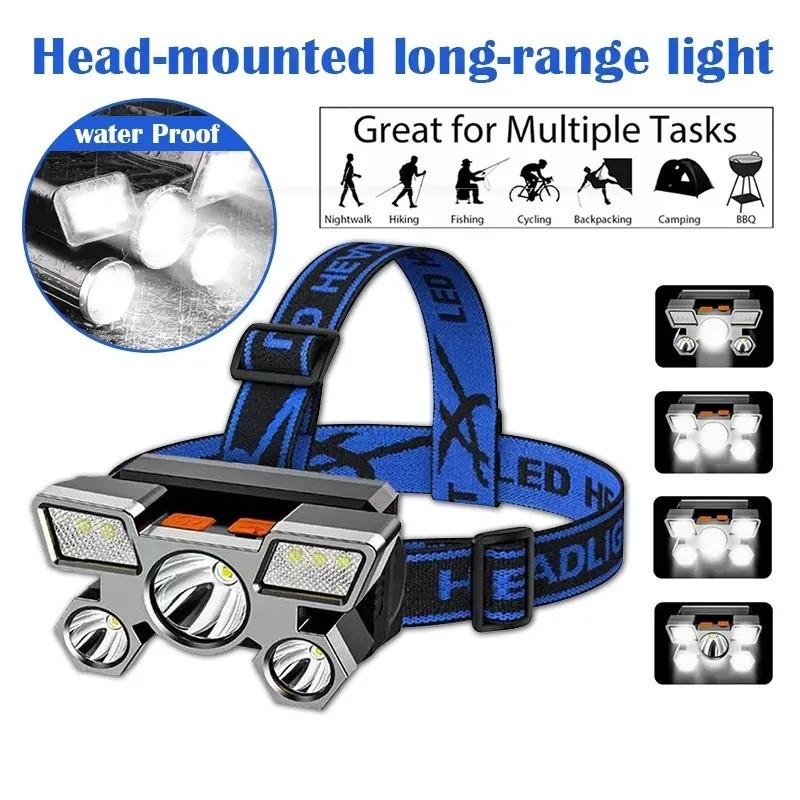 5 LED Strong Light Rechargeable Headlamp Highlight led Headlight ...