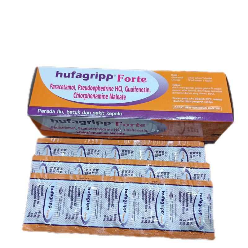 Hufagrip Forte Pereda Flu Batuk Sakit Kepala - 3 Strip x 30 Tablet ...