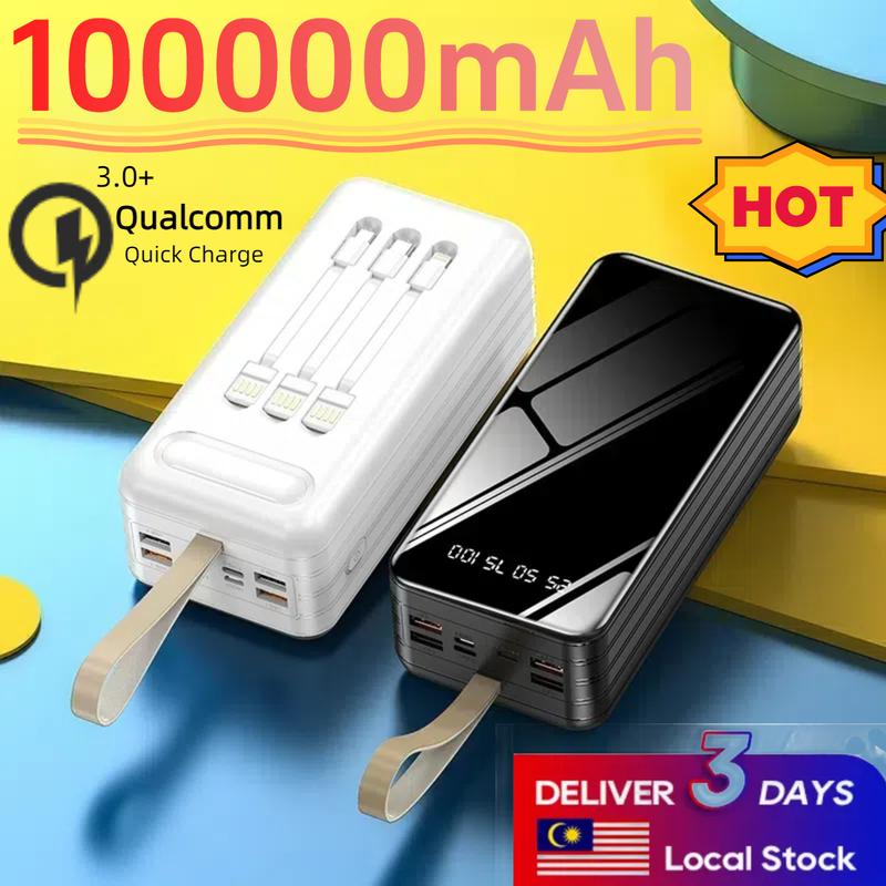 LED display large capacity power bank 100000mAh comes with four wires ...