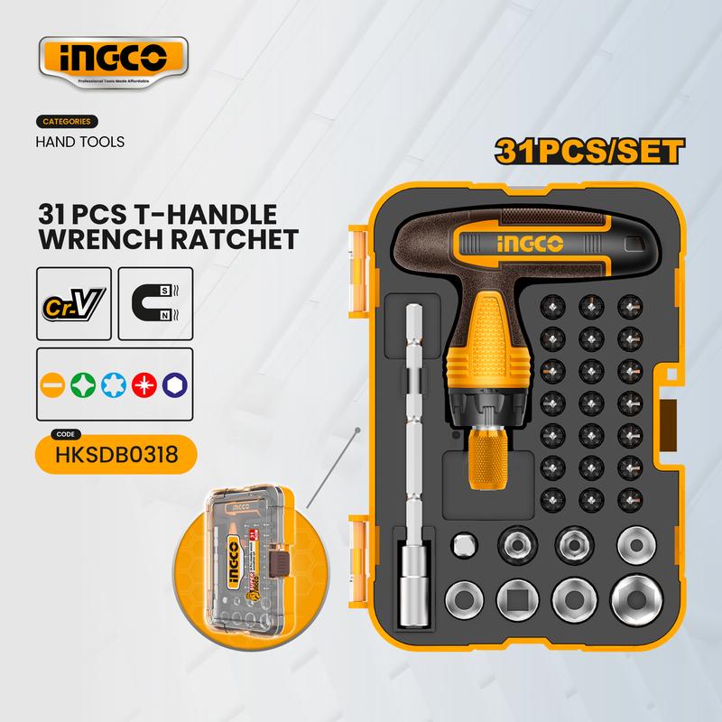 Ingco 31 pcs T-handle Wrench Ratchet Type Magnetic Screwdriver - TikTok ...