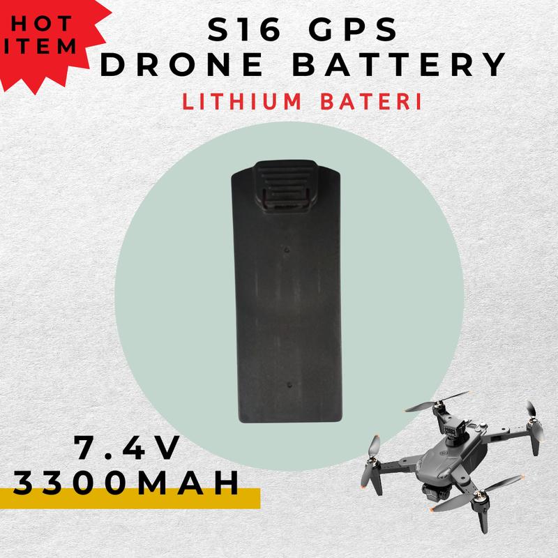 Bateri Asli Drone GPS S16 RC Boleh Dicas Semula 7.4V 3300mAh - TikTok ...