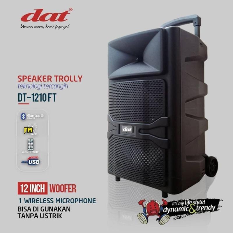 SPEAKER PORTABLE SPEAKER DAT DT 1210FT 12 INCH MIC WIRELESS 2 UNIT ...