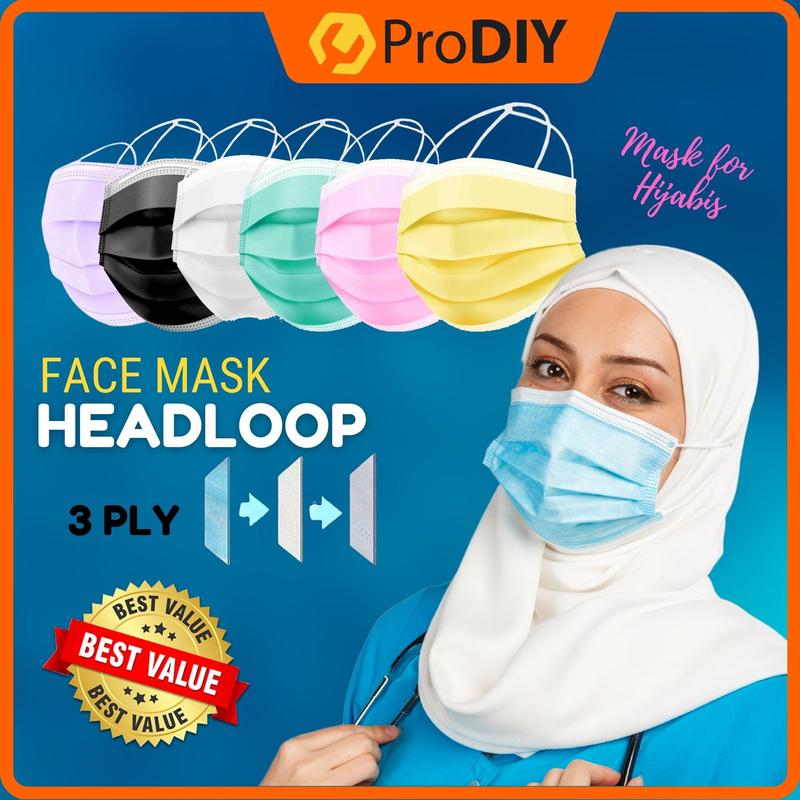50pcs Hijab Tudung Face Mask Headloop Dust Protective Mouth Mask ...