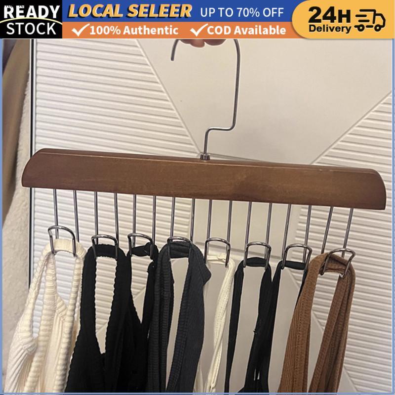 8 Hook Wooden Hanger Stand Multifunctional Women Storage Bra - TikTok ...
