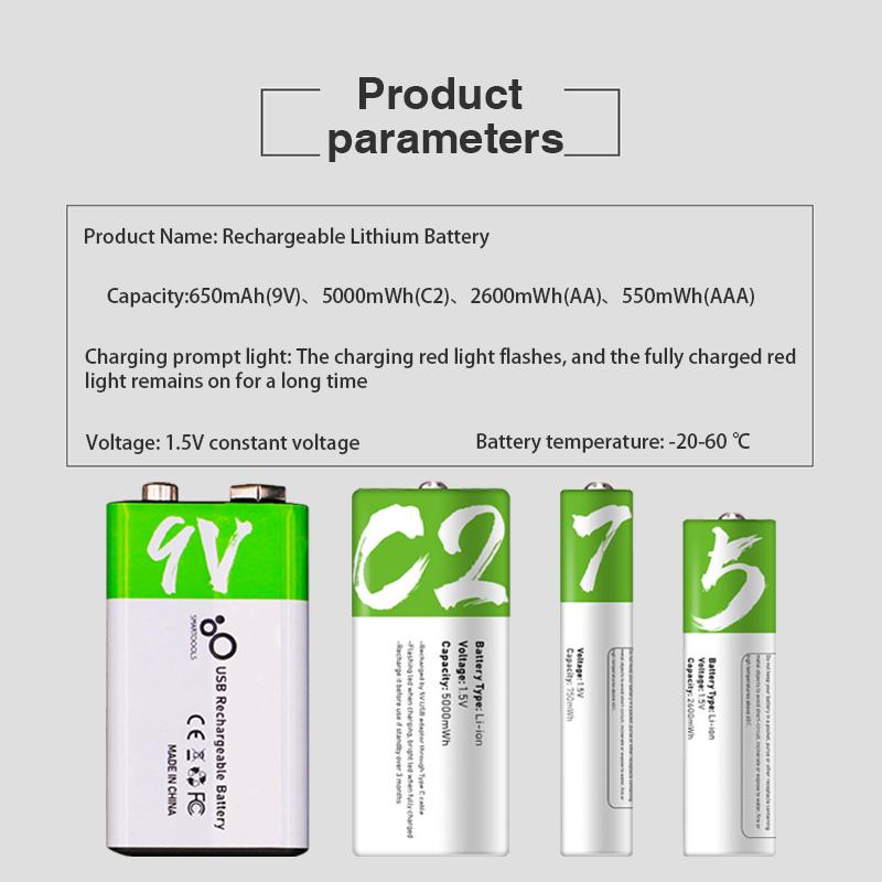 High Capacity 1.5V AA/AAA/9V Rechargeable li-ion Battery Wit - TikTok ...