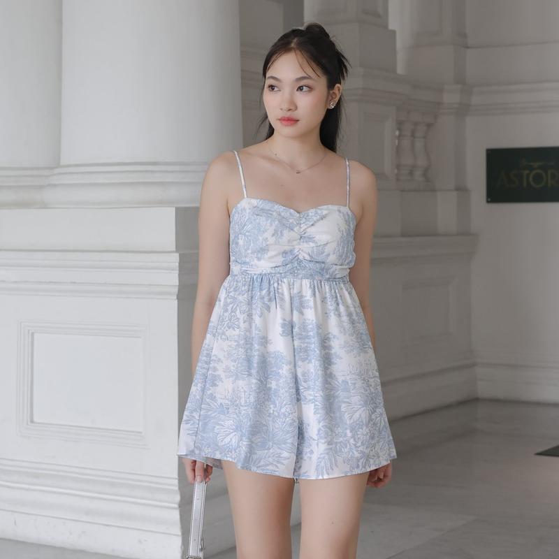 *TPZ* MINI DIORA ROMPER IN BABY BLUE TOILE - TikTok Shop Singapore