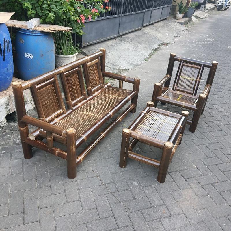 Kursi Set Bambu Hitam full vernis Furniture - Shop | Tokopedia