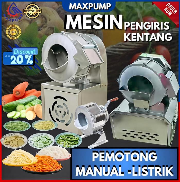 Promo MAXPUMP Mesin Pemotong Kentang Listrik 180W 220V Alat Pemotong Sayuran Potato Cutter ...