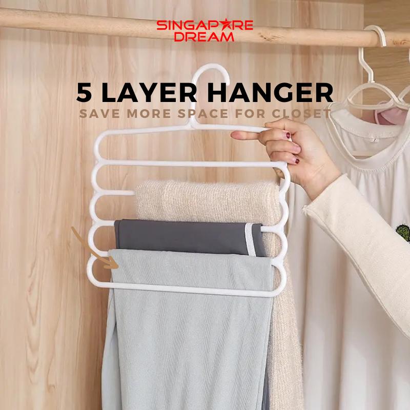 (2PC) 5 Layer Space Saving Hanger | Multi-Layer Clothes Organizer Rack ...