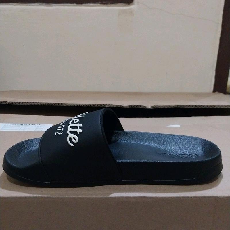 Sendal Slop Tulisan putih Adidong Full Black - Shop | Tokopedia