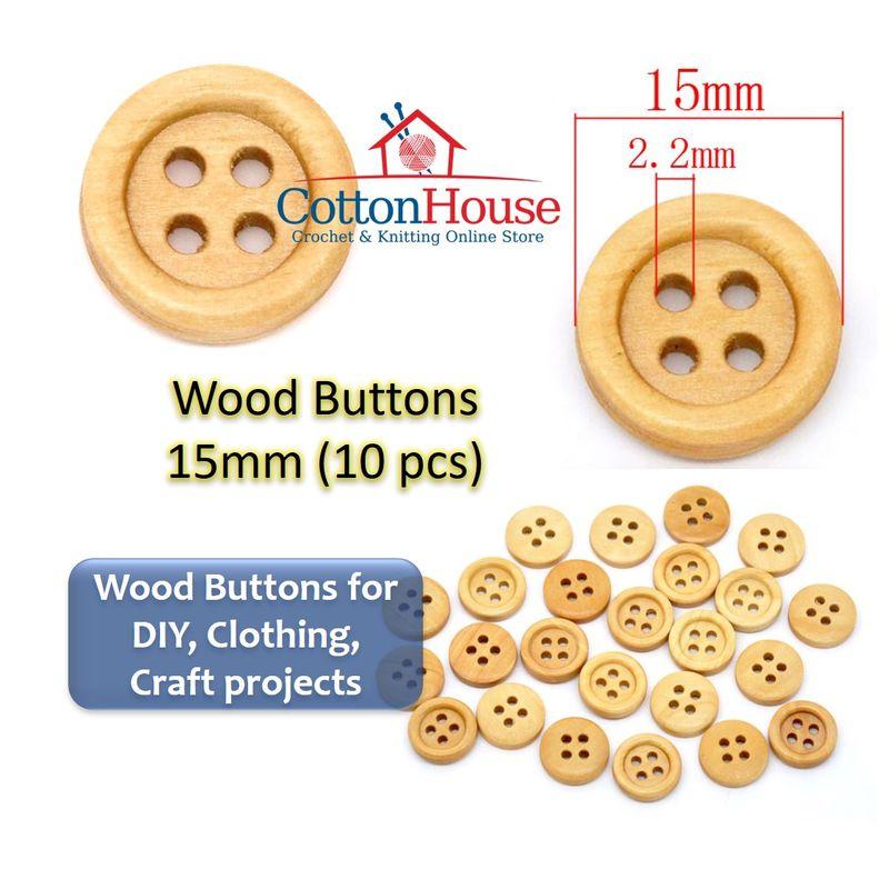 Natural Wood Buttons 10pcs 15mm Butang Kayu - TikTok Shop Malaysia